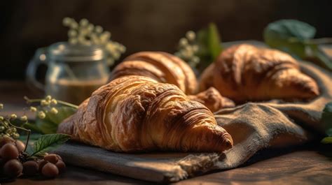 Premium Ai Image Fresh Croissan