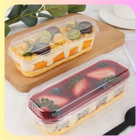50pcs Rectangle Cake Container Loaf Deli Container Clear Rectangle Dessert Container 300ml