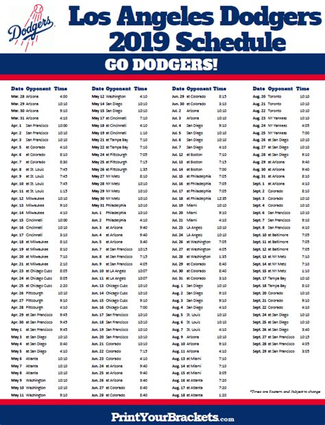 Free Printable Dodgers Schedule 2024 Season And More Printables For