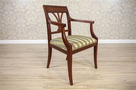 Two Armchairs Circa The 1980s1990s Of Classicizing Forms In Striped