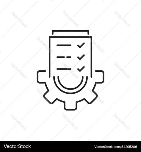 Thin Line Gear With Doc Like Document Flow Icon Vector Image