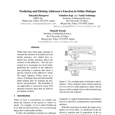 Predicting And Eliciting Addressees Emotion In Online Dialogue Acl Anthology