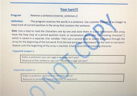 Solved Your Turn Program Reverse A Sentence