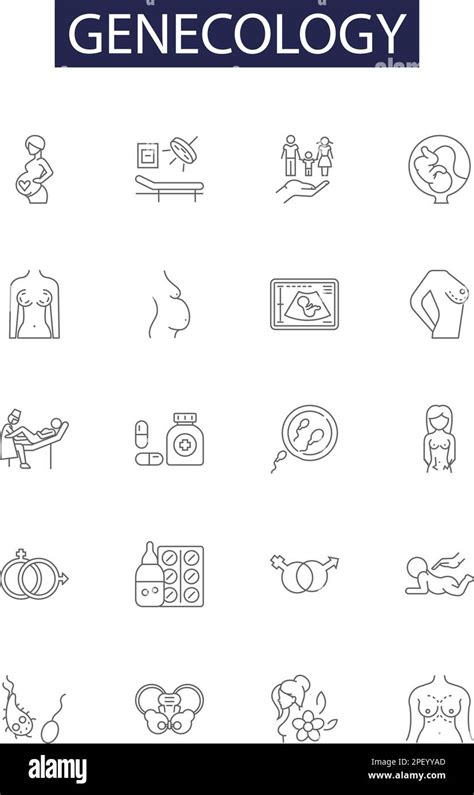 Genecology Line Vector Icons And Signs Genes Genetics Heredity Evolution Organisms