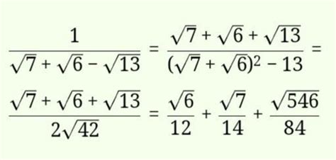 The Each Of The Denominator 1 Upon Under Root √7 √6 Under Root √ 13