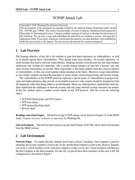 Tcpip Attack Lab Pdf Transmission Control Protocol Port Computer Networking