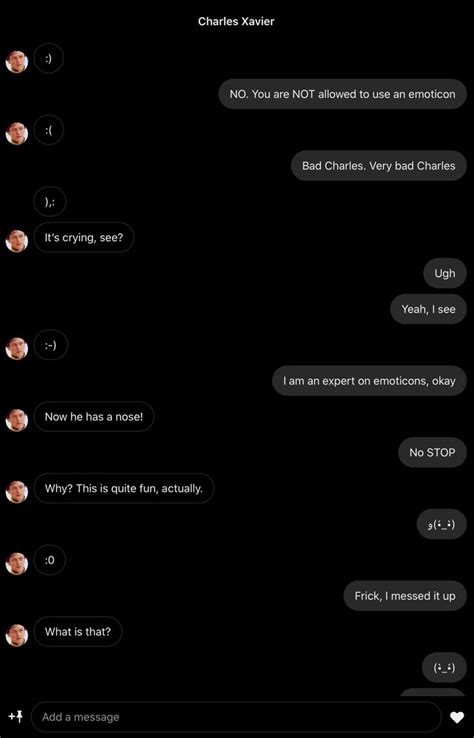 He Isnt Allowed To Use Emoticons Or Emojis Emma