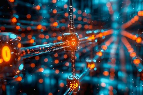 premium photo binary numeric data transmission chain of nodes