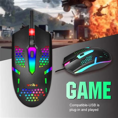 Wholesale Weibo M37 Usb Wired Gaming Mouse Honeycomb Hollow Rgb Glowing Gamer Mouse For Pc