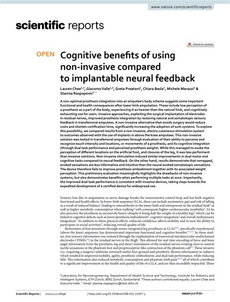Pdf Cognitive Benefits Of Using Non Invasive Compared To Implantable Neural Feedback
