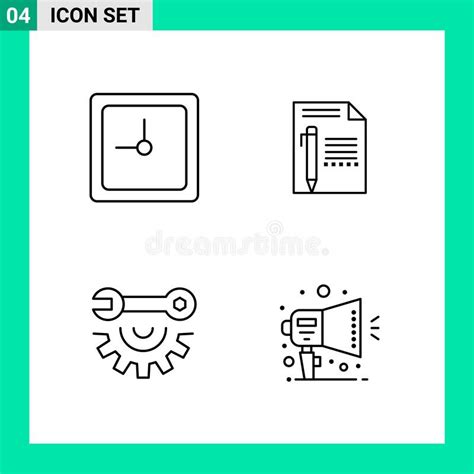 Pack Of 4 Line Style Icon Set Outline Symbols For Print Creative