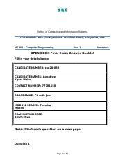 Guide To Java Final Exam Answer Booklet For Computer Programming Course Hero