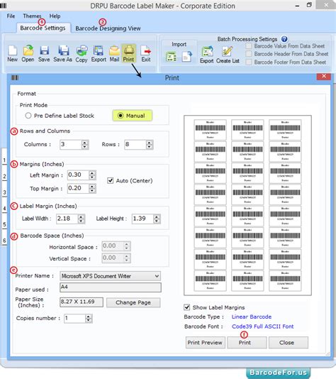 Manual Print Mode Of Barcode Generator Corporate Edition BarcodeFor Us