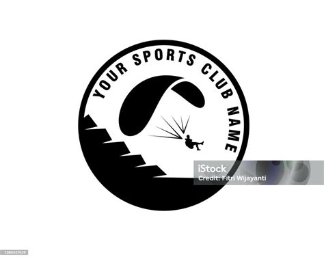 낙하산 클럽 익스트림 스포츠의 플랫 스타일 엠블럼 기호 패러글라이딩에 대한 스톡 벡터 아트 및 기타 이미지 패러글라이딩