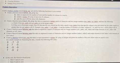 Solved Creating Modules Numpy Array Processing Problem Chegg