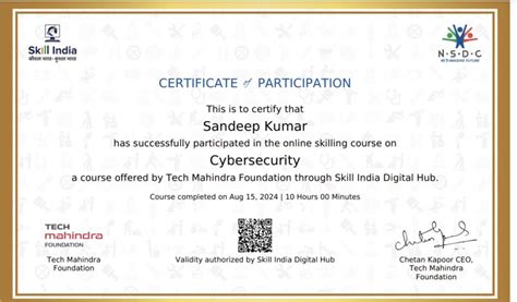Sandeep Kumar On Linkedin Cybersecurity Certificate