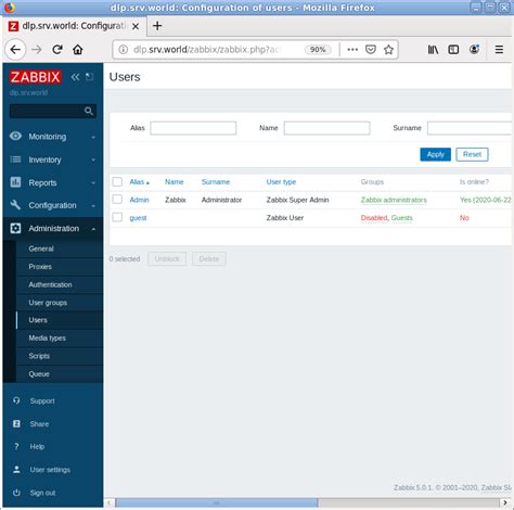 Ubuntu LTS Zabbix Change Admin Password Server World