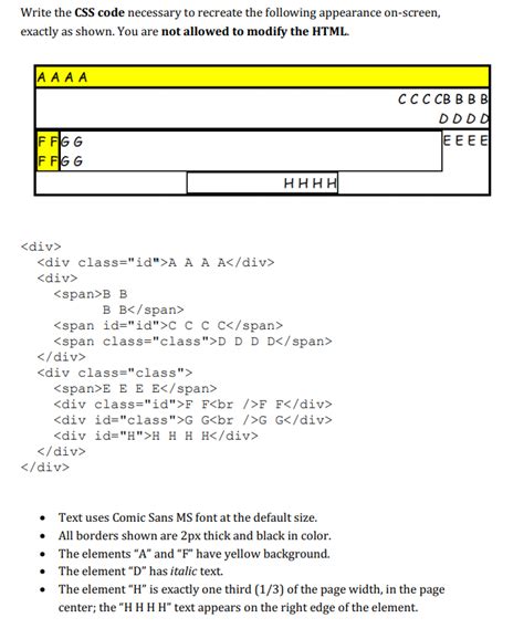 Solved Write The CSS Code Necessary To Recreate The Chegg Com