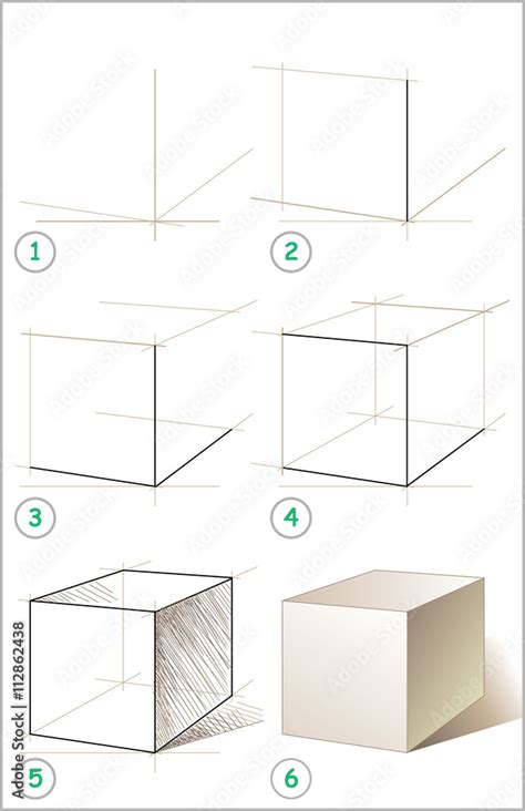 Page Shows How To Learn Step By Step To Draw Cube Vector Image Stock Vector Adobe Stock
