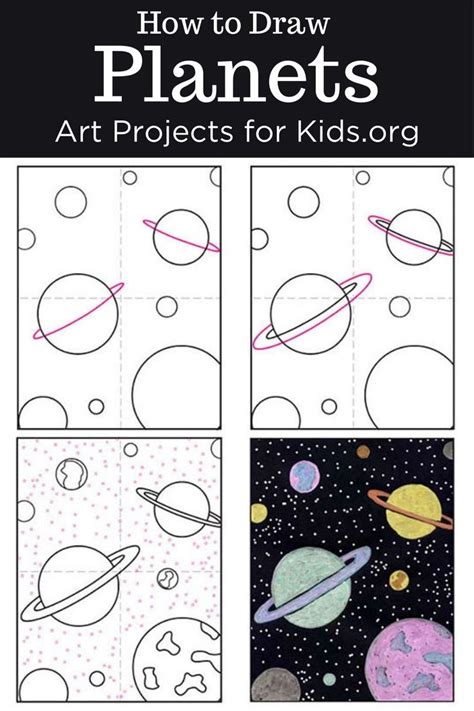 Easy How To Draw Planets Tutorial And Planets Coloring Page Planet Drawing Elementary Art