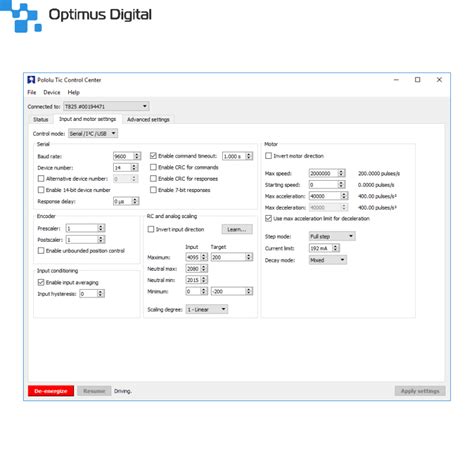 Tic T500 Usb Multi Interface Stepper Motor Controller Connectors Soldered Optimus Digital