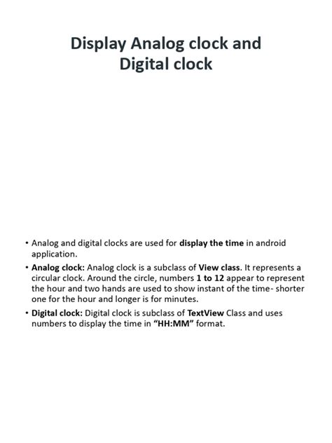 Display Analog Clock And Digital Clock Pdf