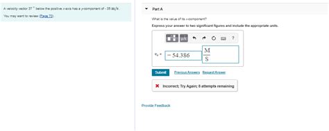 Solved A Velocity Vector 37° Below The Positive X Axis Has A