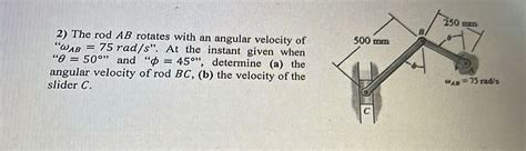 Solved The Rod AB Rotates With An Angular Velocity Of Chegg
