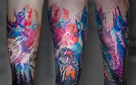 Negative Space Watercolor Tattoo