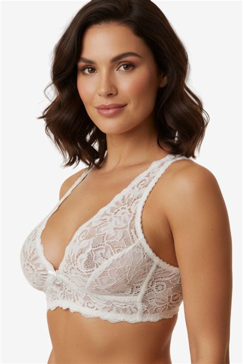 Renata Non Wired Floral Lace Bralette In White