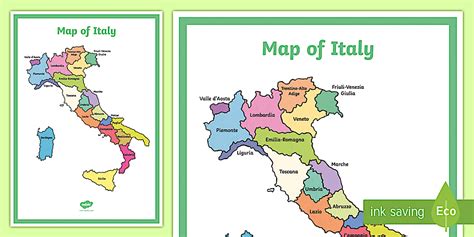 Regions Of Italy Map In Italian Twinkl Display Resource