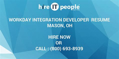 Workday Integration Developer Resume Mason Oh Hire It People We