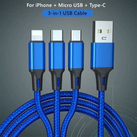 In USB Cable Micro USB Type C Lightning Quick Charge And Data Charge Multi Functional