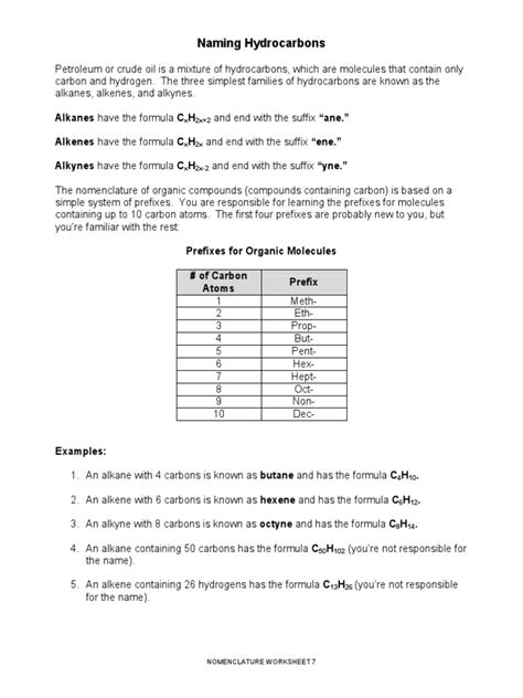 Naming Hydrocarbons Pdf Pdf Alkane Hydrocarbons