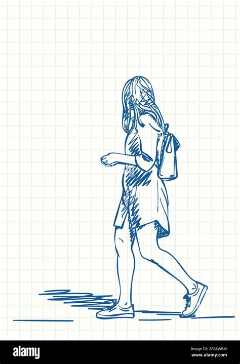 Girl Walking From Behind Drawing