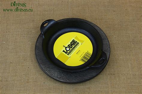 Set Cast Iron Round Mini Server Heat Treated And Wood Underliner
