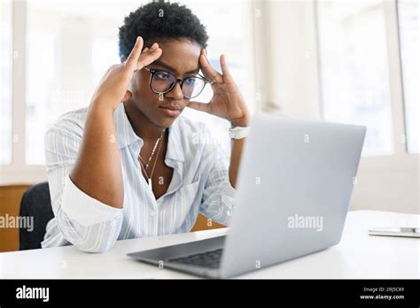 Puzzled By Difficult Task Female Programmer Thinking About Resolving Concentrated African