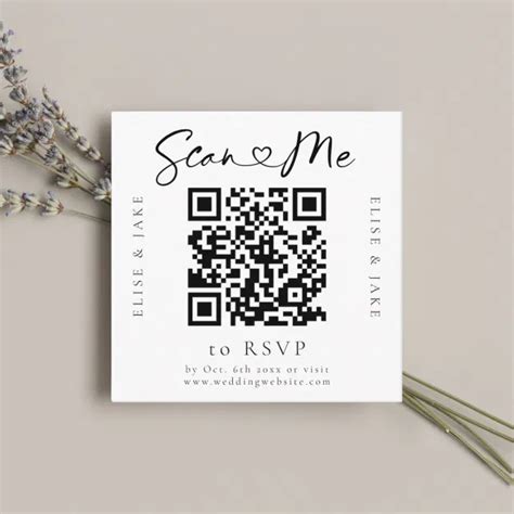 QR Code Heart Font Wedding RSVP Card Zazzle