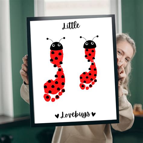 Little Love Bugs Footprint Art Printable Craft Template Etsy