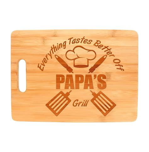 Laser Engraved Cutting Board Everything Tastes Better Off Papas Grill