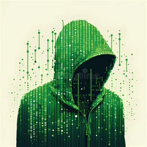 Hooded Hacker With Binary Code On Dark Background Vector Illustration