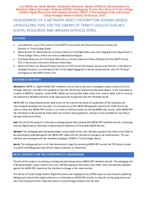 pdf development of a metadata object description schema mods