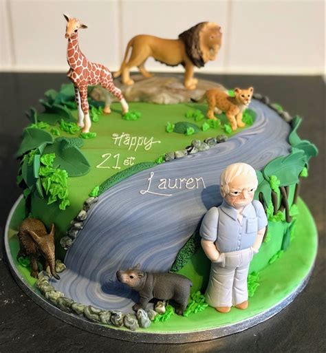 Safari Theme Birthday Cake With David Attenborough