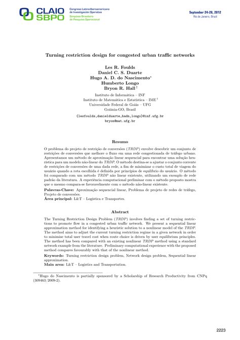 Pdf Turning Restriction Design For Congested Urban Traffic Networks