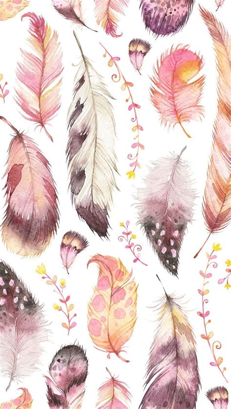 Boho Feathers Abstract Wallpaper