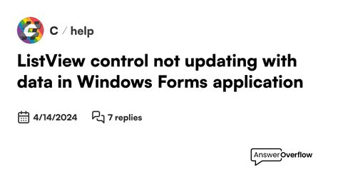Listview Control Not Updating With Data In Windows Forms Application C