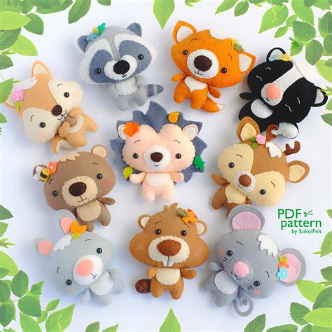 Woodland Animals Sewing Pdf Patterns Felt Toys Felt Toys Patterns