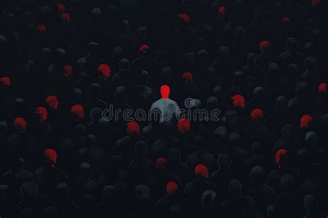 A Single Red Figure Stands Out In A Sea Of Black And Red Figures Symbolizing Individuality And