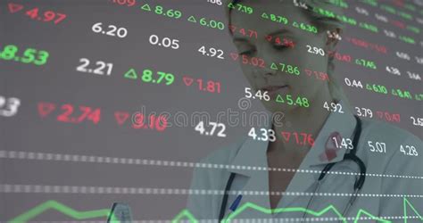 Stock Market Data Animation Over Medical Professional Analyzing