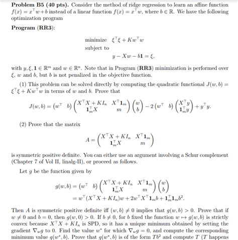 Solved Problem B5 40pts Consider The Method Of Ridge